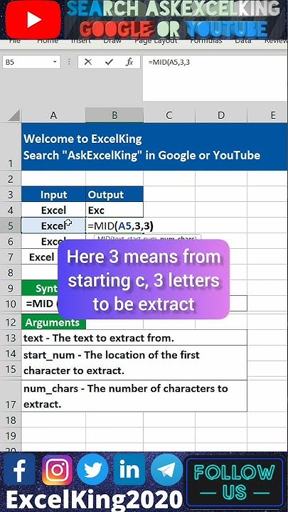 Mid Function in Ms Excel 🌟 #AskExcelKing #excelking2020 #JSD #JMD #JH #exceltricks #exceltips # ...