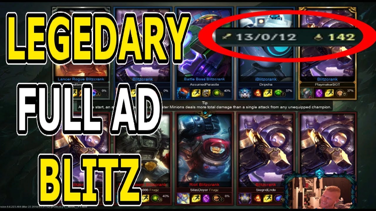 LEGENDARY FULL AD BLITZ | BLITZCRANK ALL FOR ONE - YouTube