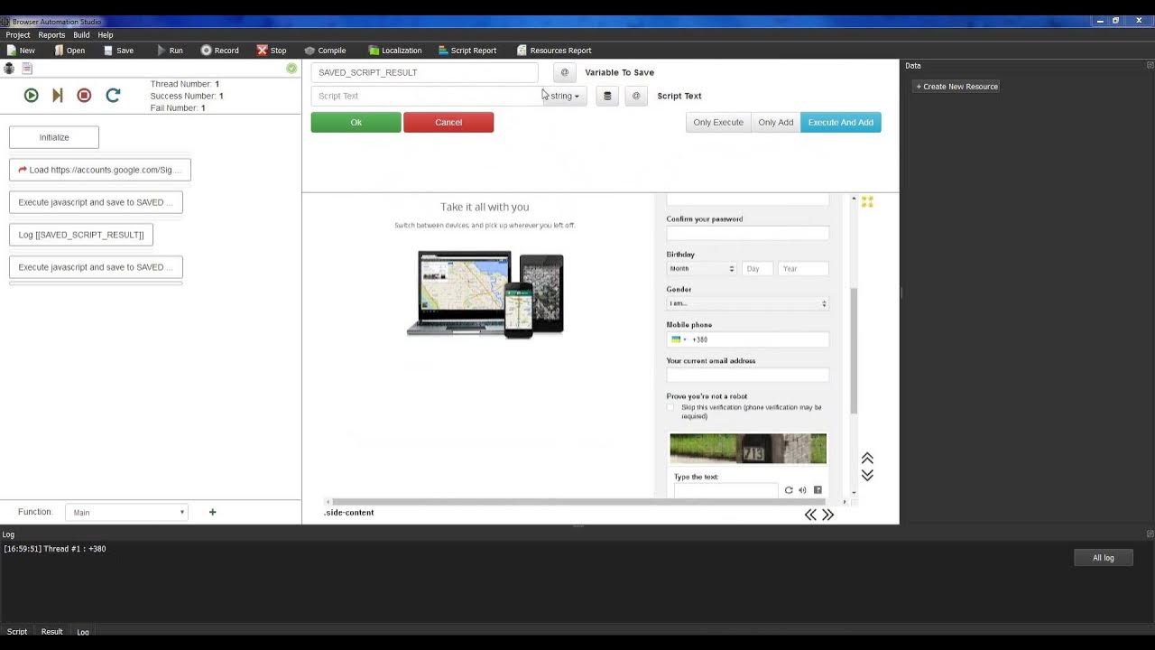 BrowserAutomationStudio execute custom javascript. - YouTube