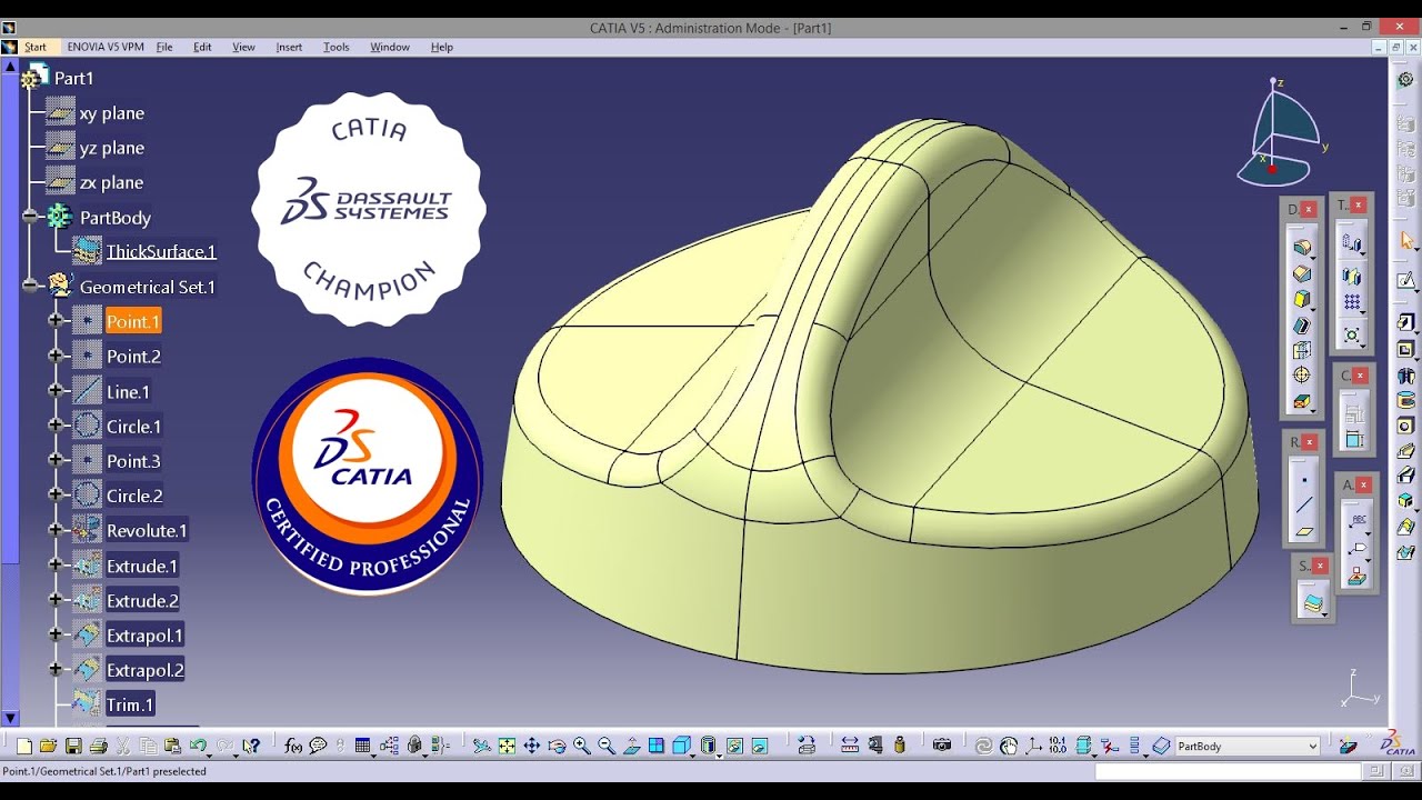 Modelarea unei piese in CATIA v5 tutorial video explicat detaliat 20 ...
