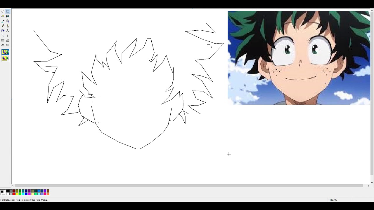 Drawing deku with straight lines using xp paint - YouTube