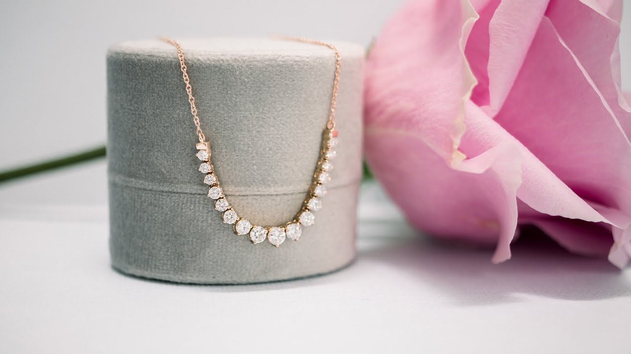 Mini Riviera Choker 14k RG 1ctw | Ada Diamonds - YouTube