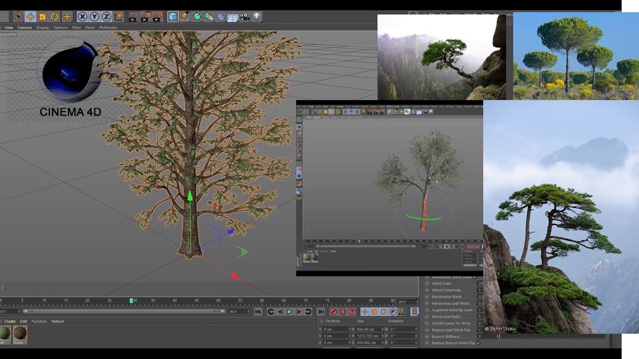 Cinema 4D: How to populate Grasses & Tree on Hill || Cinema 4D Tutorial ...