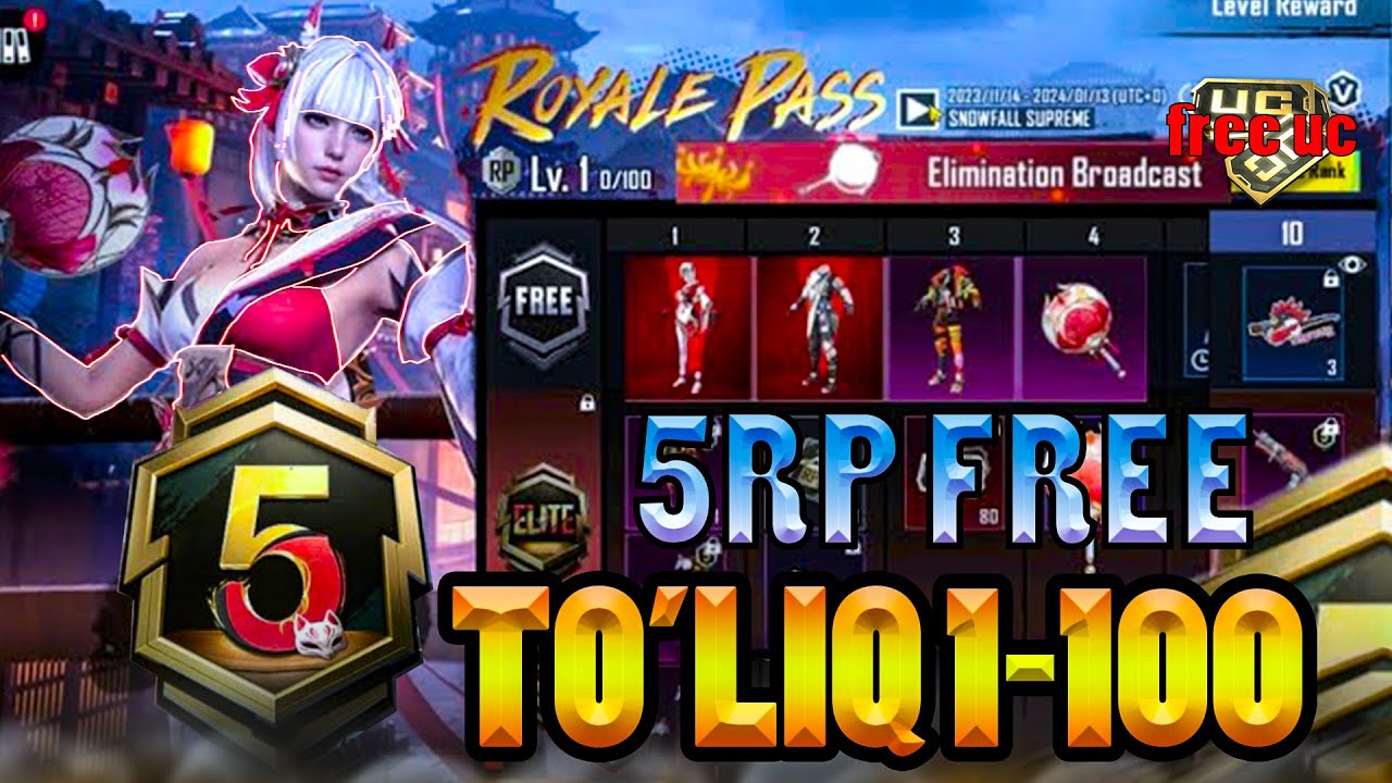 A5 ROYALE PASS TO'LIQ 1-100 / 5ta RP GIVEAWAY - YouTube