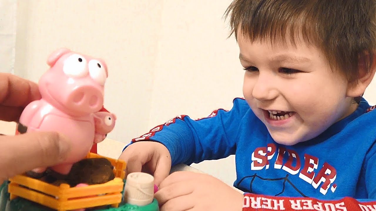 Unboxing Play Doh Animal Crew Pigsley and her Splashin' Pigs Farm ...