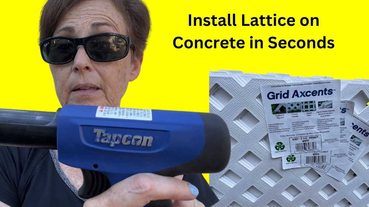 Install Vinyl Lattice With TapCon Concrete Nail Gun Power Tool - YouTube