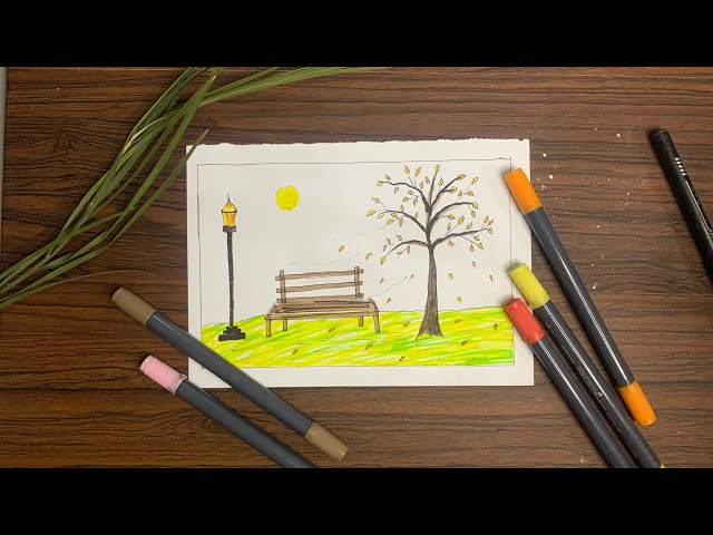 How To Draw A Park With Pencil