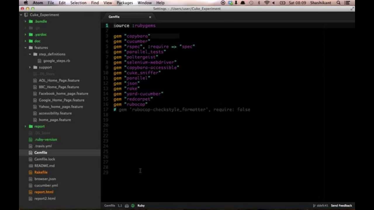 Setting up Atom Editor for Cucumber and BDD - YouTube