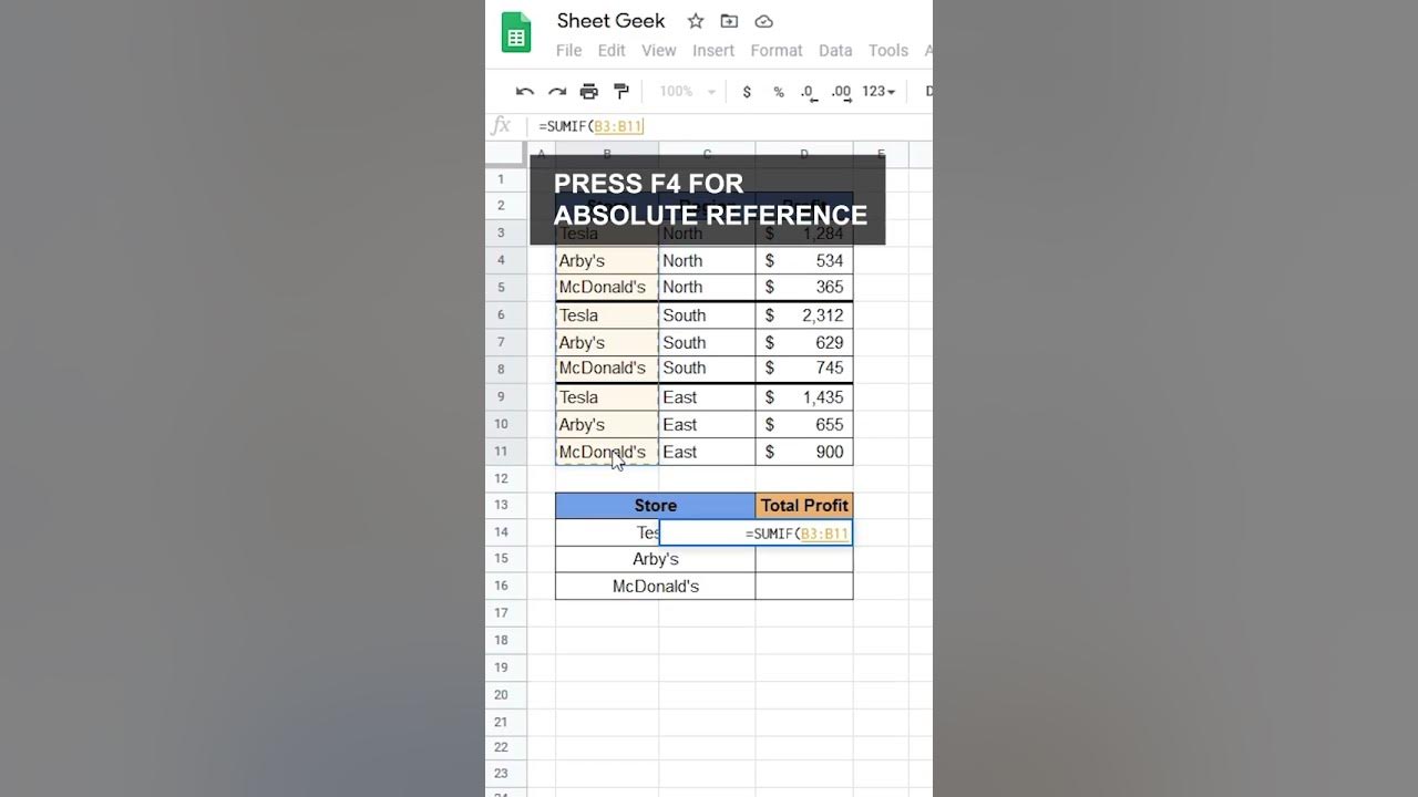 How to use SUMIF in Google Sheets! 😈 #googlesheets #excel #exceltips #spreadsheet - YouTube