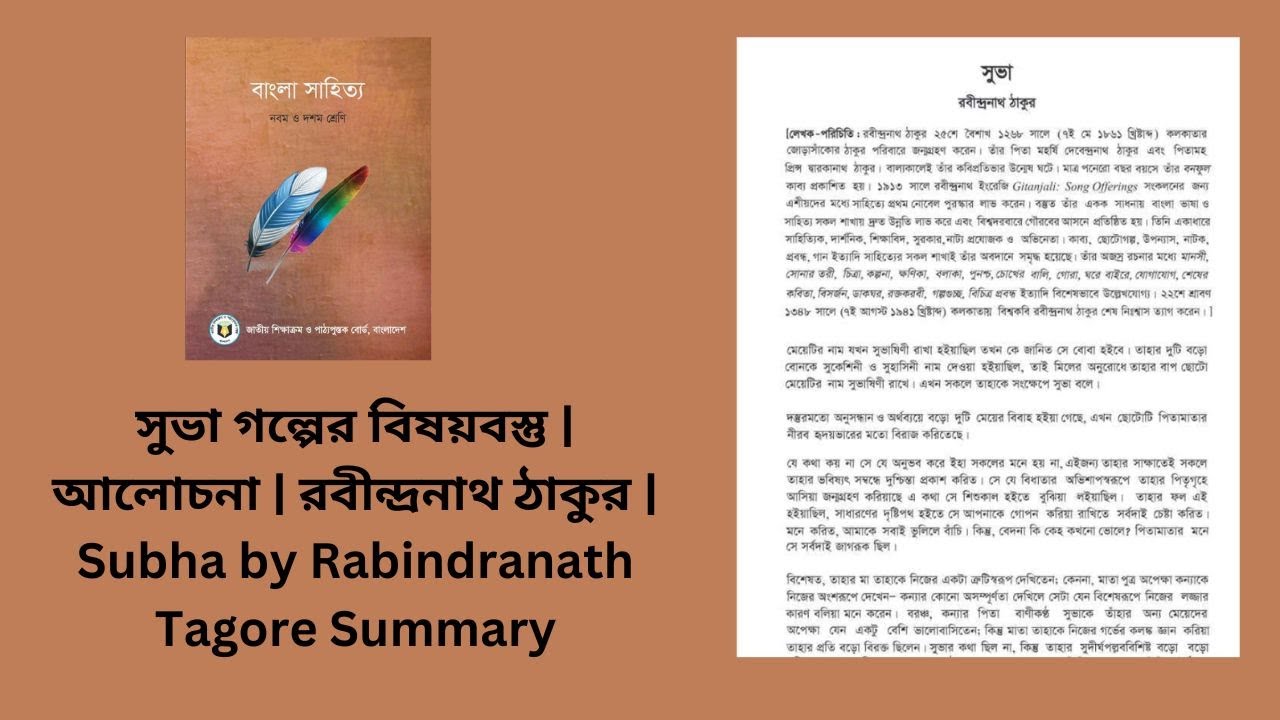 সুভা গল্পের বিষয়বস্তু | আলোচনা | রবীন্দ্রনাথ ঠাকুর | Subha by ...