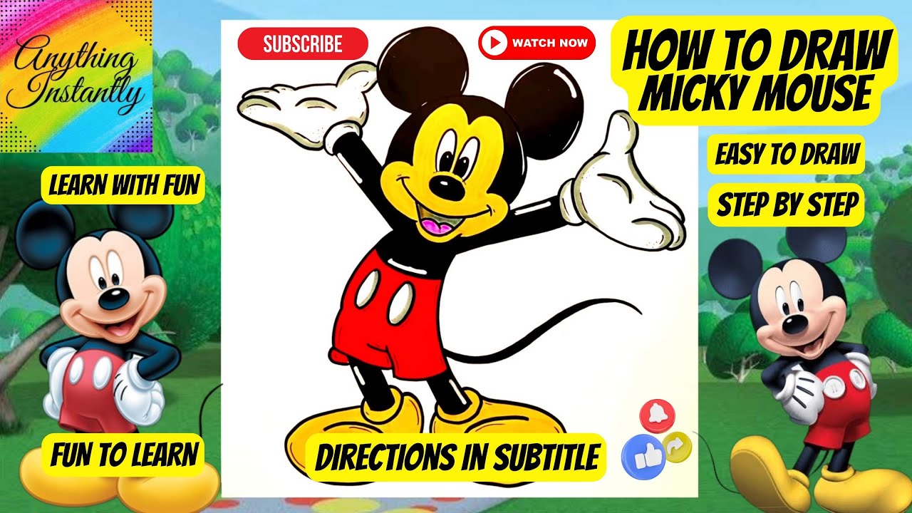 HOW TO DRAW MICKY MOUSE | EASY STEPS | DISNEY | #viral #draw # ...