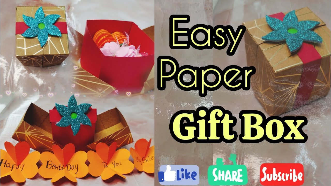 Easy Paper Gift Box || How to make paper gift box || Giftbox with paper ...