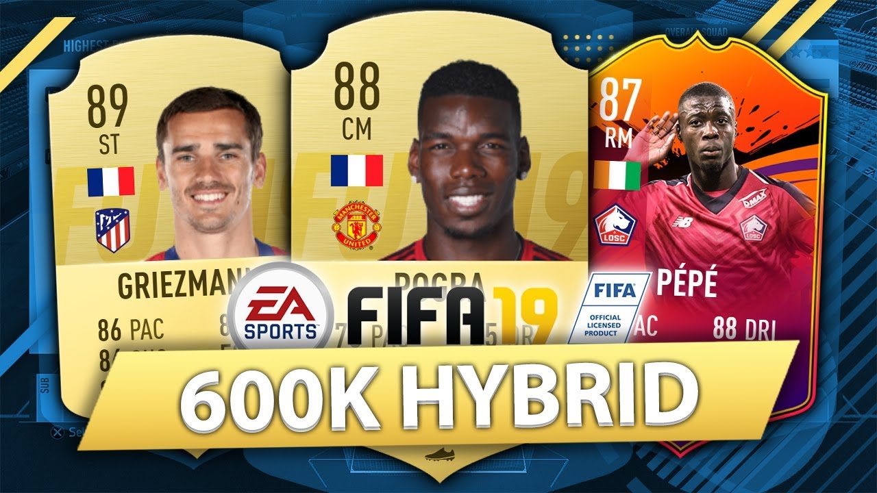 AMAZING 600K HYBRID w/ HEADLINERS PEPE! FIFA 19 SQUAD BUILDER - YouTube