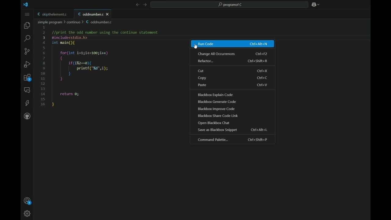Print the even and odd number continue statement part 2#cprogramming #conitinue#programming # ...