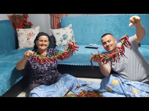 acı mı acı pul biber nasil yapılır!!! ipe biber dizip kurutmak Aksam sohbeti #pulbiberitarifi