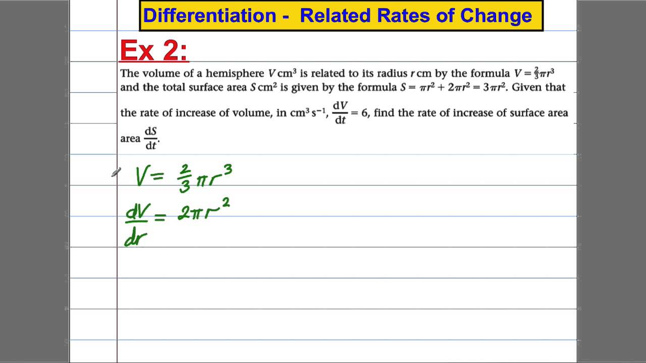 Differentiation (4) -Related Rates of Change (Core 4 A-Level) - YouTube