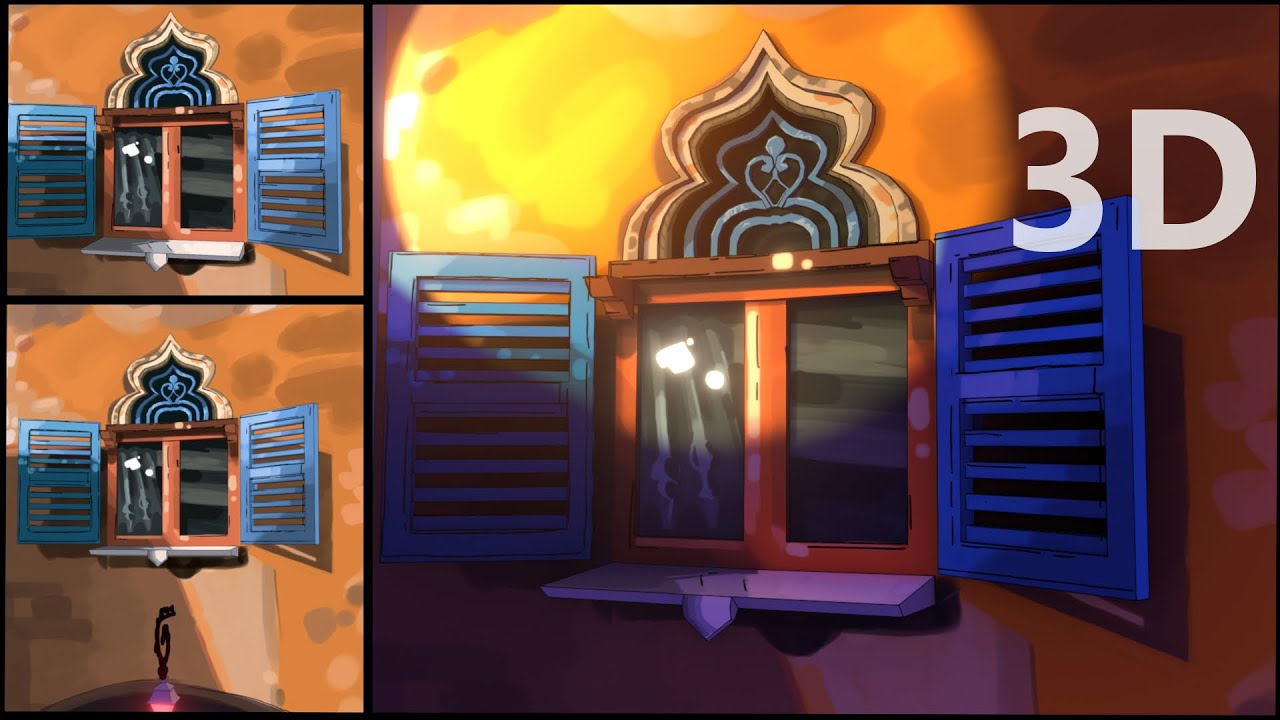 Blender Hand Painting Process - Stylized Low Poly Window 3D Model - YouTube