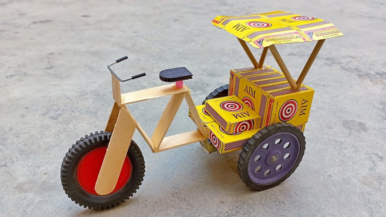 how to make cycle rickshaw at home Diy - Matchbox Electric Rickshaw ...