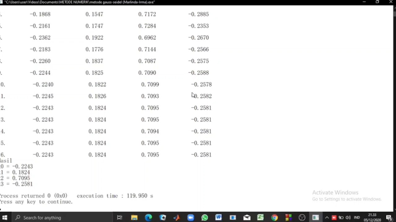Sistem Persamaan Linear (SPL) Menggunakan Metode Gauss Seidel dengan ...