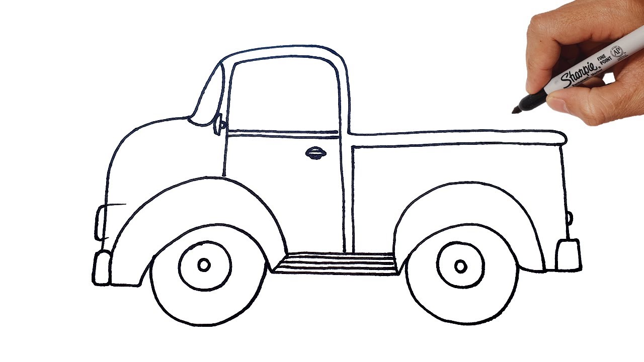 How To Draw A Pickup Truck | Classic Vintage Pickup Truck Tutorial ...