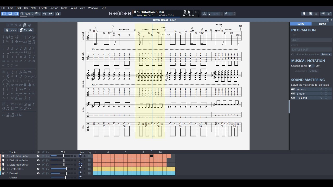 Battle Beast - Eden Guitar Solo with GUITAR TABS - YouTube