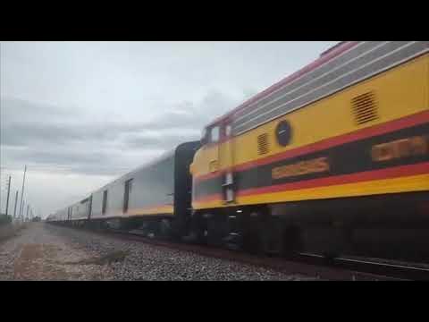 KCS FP9A #2, KCS FP9A #3 & KCS FP9A #1 unit leads KCS deadline passenger train. - YouTube