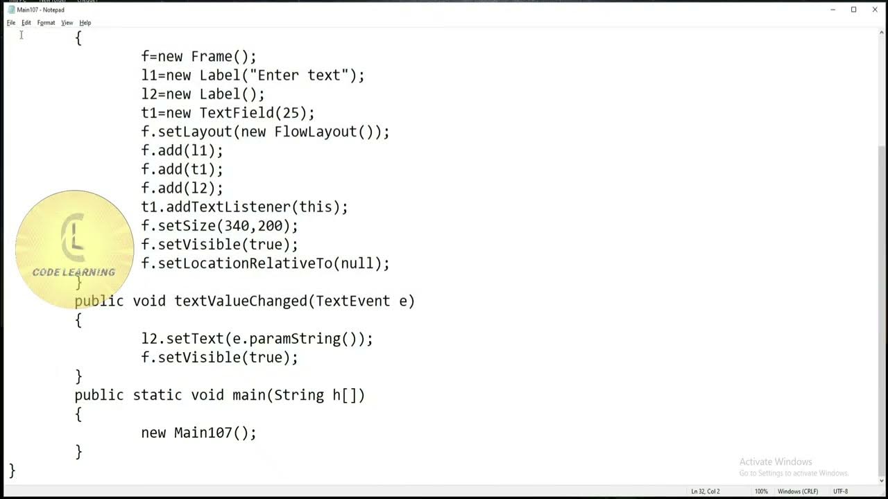 Java | TextListener | CodeLearning - YouTube
