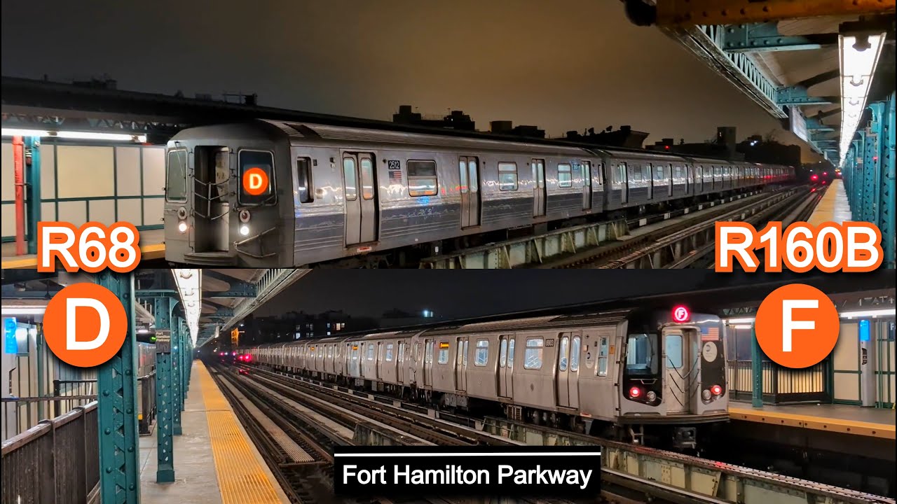 NYC Subway: R160B Siemens (F) & R68 (D) Trains at Fort Hamilton Parkway ...