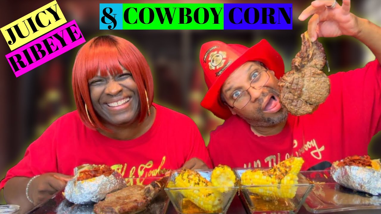 Perfect Steak Recipe with Cowboy Corn Mukbang and Cooking Show - YouTube