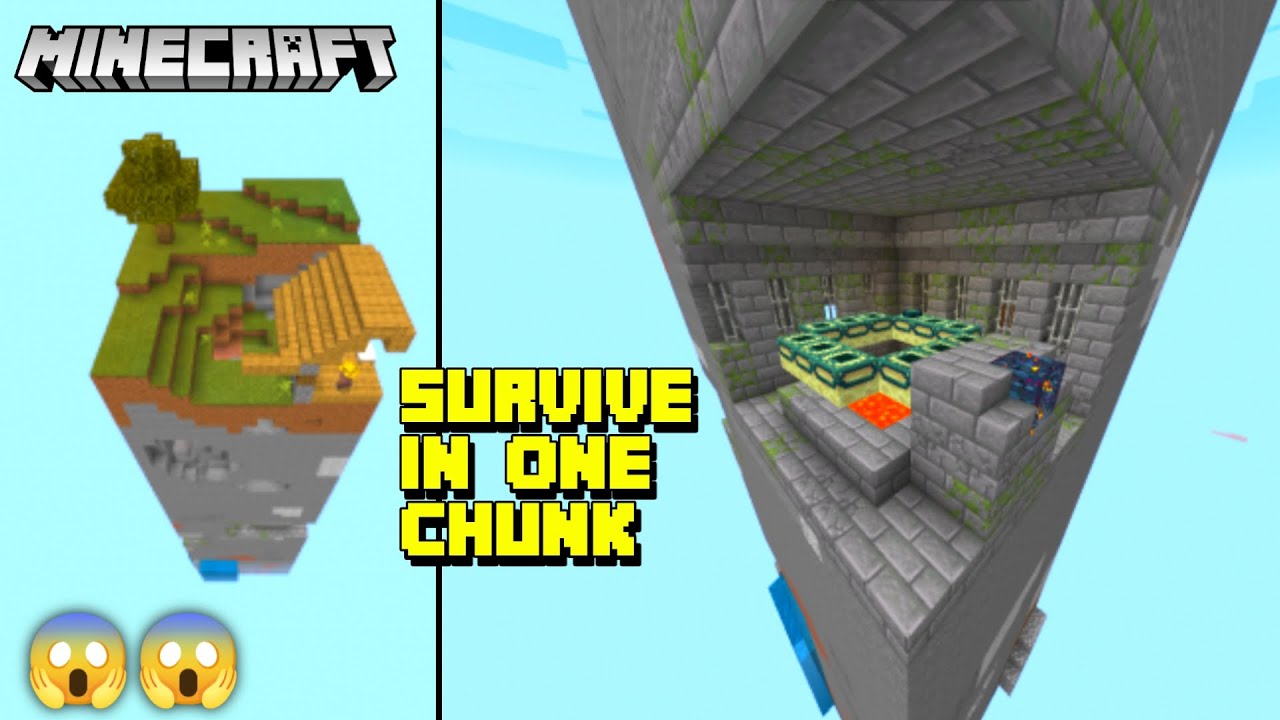 Survive in One Chunk Map for Minecraft pocket edition in Hindi | Best ...