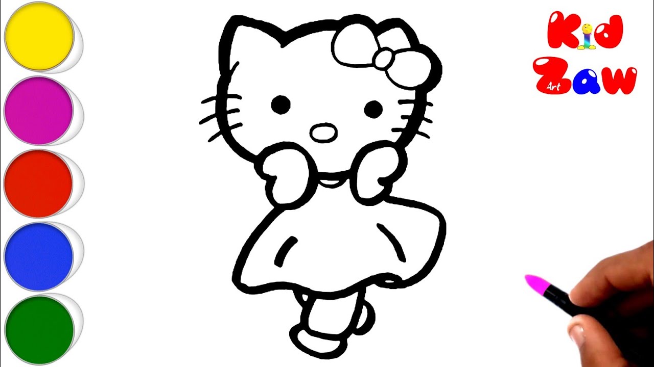 Learn Hello Kitty Drawing and Coloring for Kids Toddlers - How to Draw ...