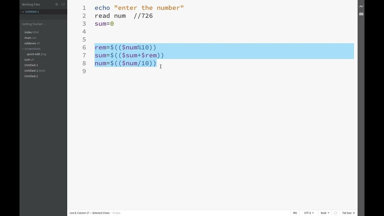 | Operating System | Shell Program - Sum of all digits from a given number - YouTube