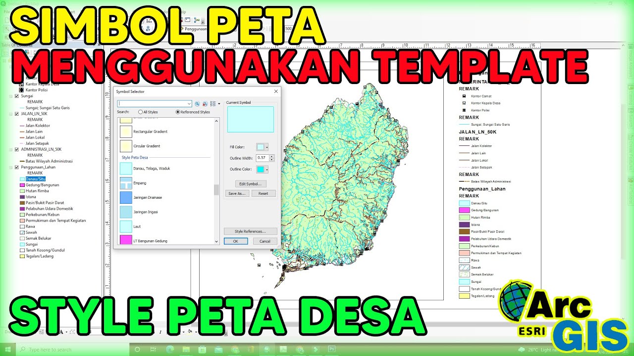 Simbol Peta Menggunakan Template Style Peta Desa || Tutorial ArcGIS ...