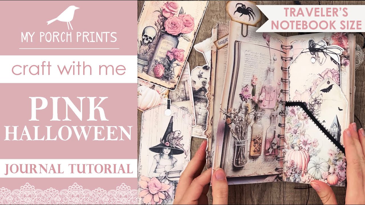 PINK HALLOWEEN TRAVELER'S NOTEBOOK TN JOURNAL TUTORIAL 🦇💗My Porch ...