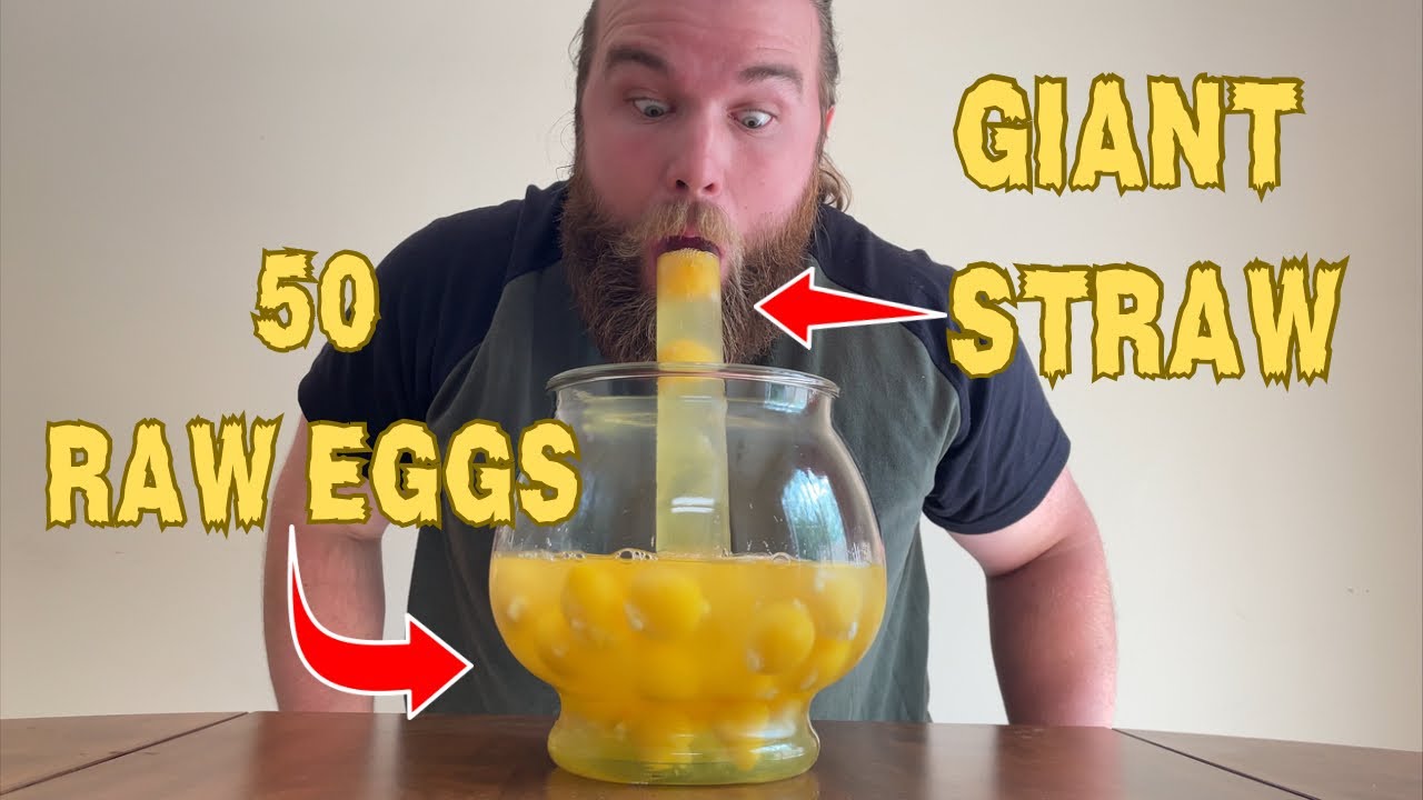 Drinking 50 Raw Eggs With a GIANT Straw (Vomit Warning) - YouTube
