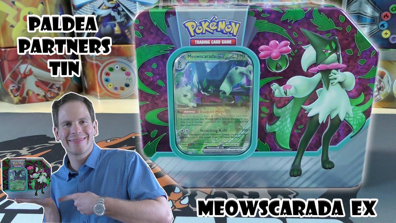 Meowscarada ex Paldea Partners Tin Opening - YouTube