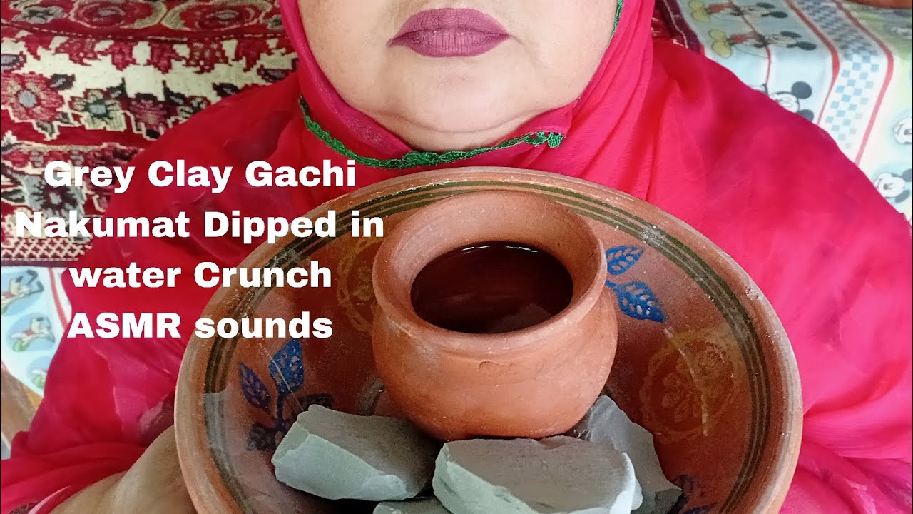 Grey clay gachi Nakumat with water | wet Clay Crunch ASMR Satisfying ...