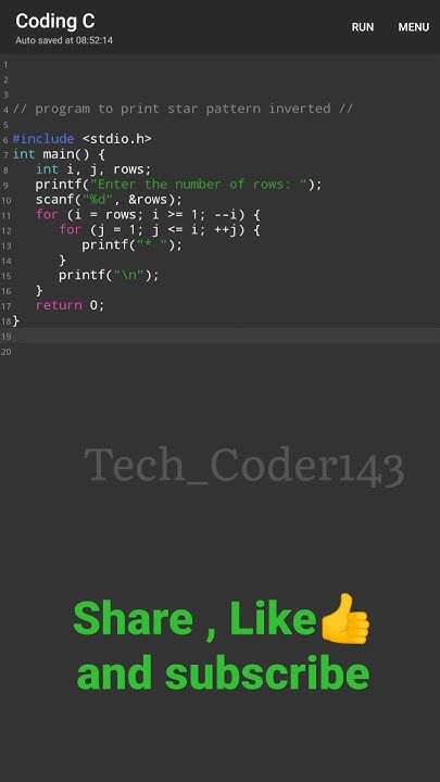 inverted pattern to print star in c language #coding#trending#shorts#viral#programming#program 👨 ...