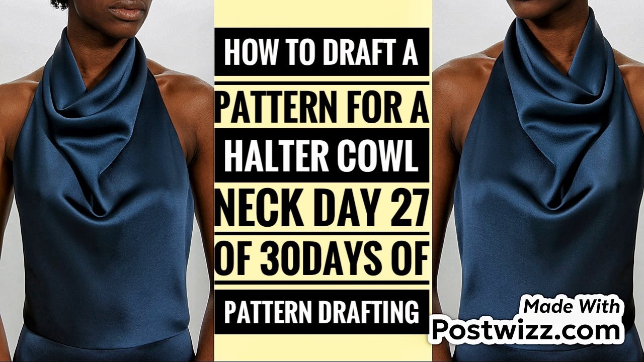 How to draft a pattern for a halter cowl neck #patterndrafting # ...