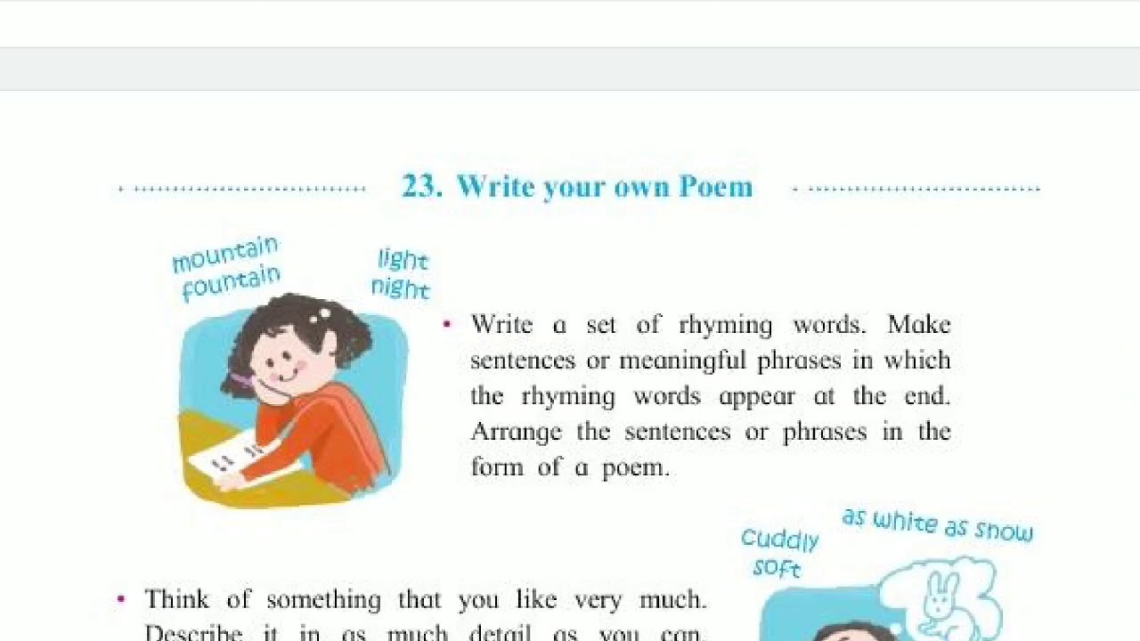 Write Your Own Poem Chapter 23 Class 5 English Maharasthra Board Write Your Own Poem Chapter 23 Class 5 English Maharasthra Board