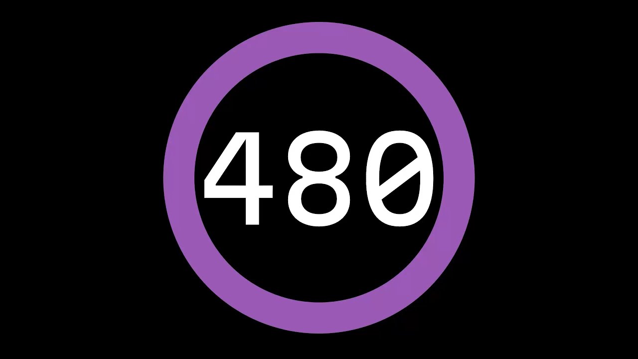 480-Second (8-Minute) Countdown Timer - Dark Background + Circular Progress Bar + Ending Sound ...