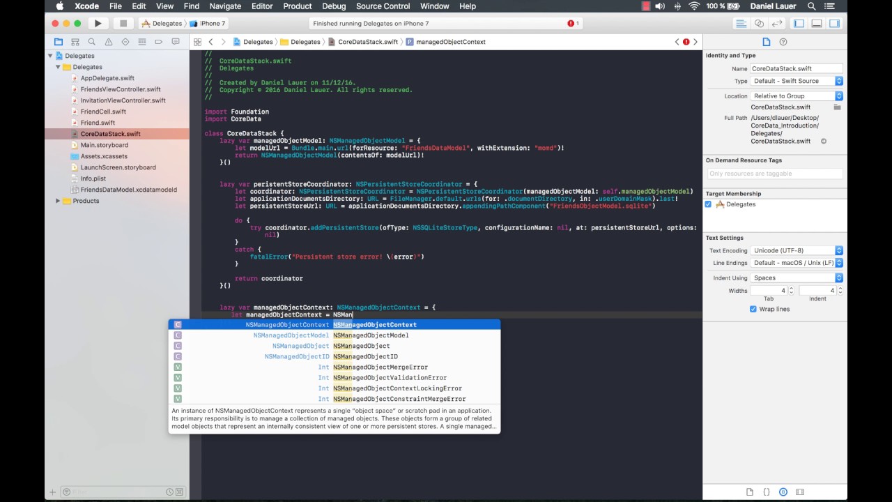 54 Core Data Introduction Ios Application Development With Swift 30 Youtube