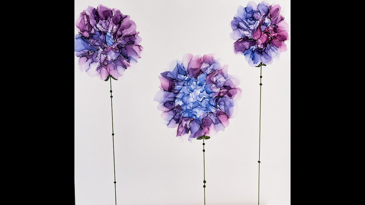 How to make a Flower with Alcohol Ink Hydrangea - YouTube