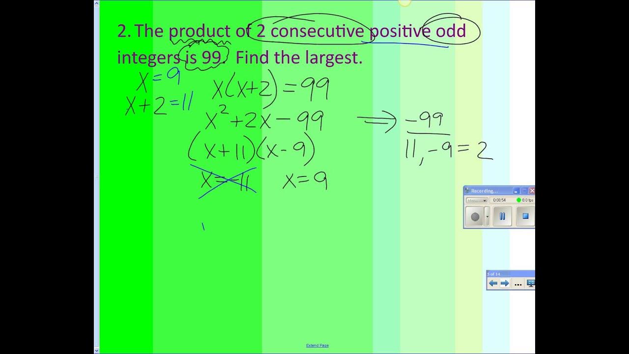 Consecutive Integer-Quadratics Word Problems - YouTube