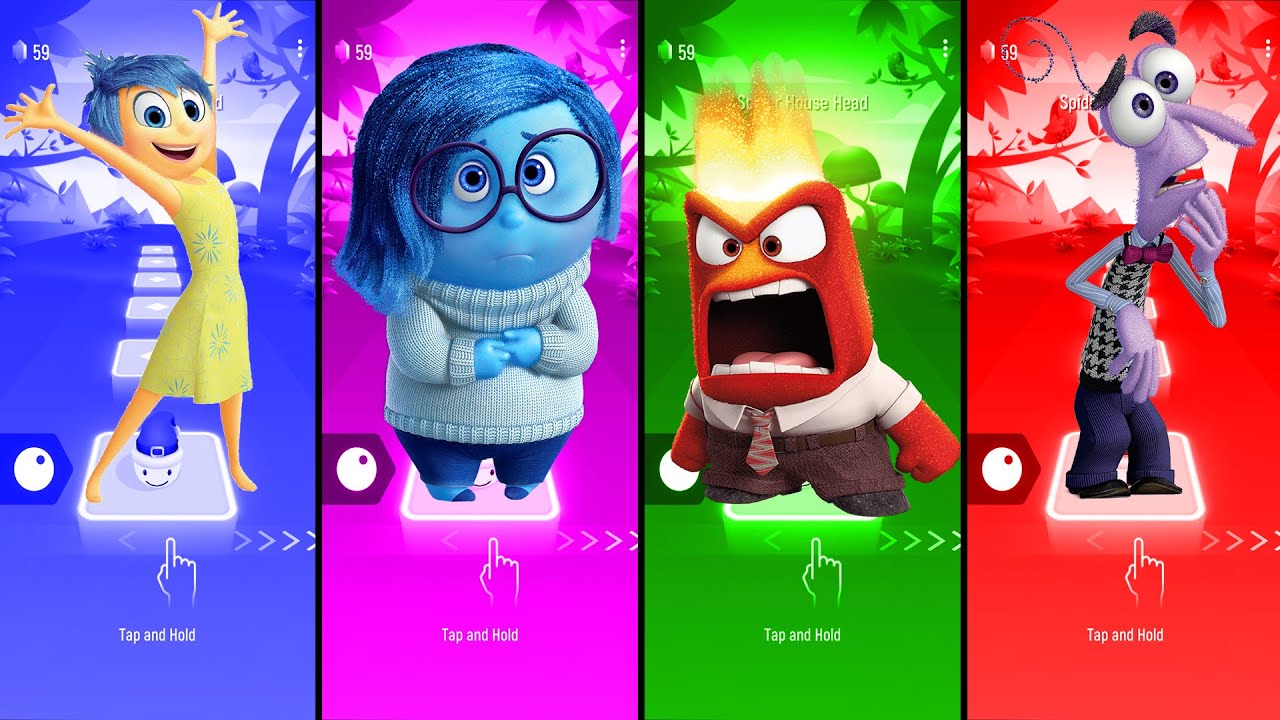 INSIDE OUT Joy 🆚 Sadness 🆚 Anger 🆚 Fear 🎶 Who Will Win? | Tiles Hop EDM ...