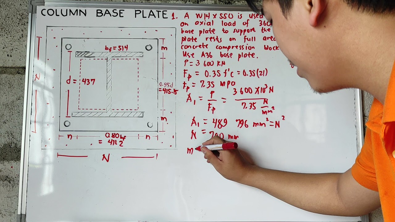 Column Base Plate Problem No. 1 - YouTube