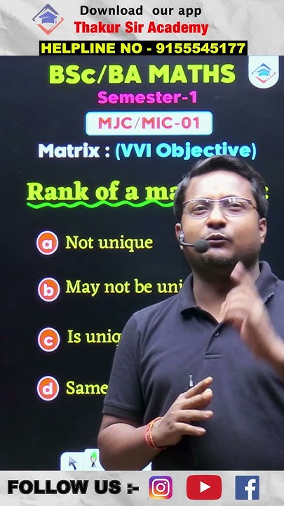 🔥Top VVI Matrix Questions | BSC/BA Maths Semester 1 – Must Know for Exam! - YouTube