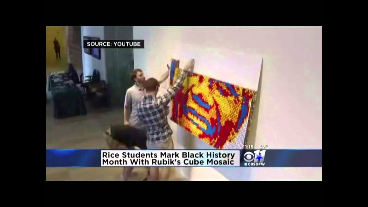 Rice students create Nelson Mandela out of Rubik's Cubes - YouTube