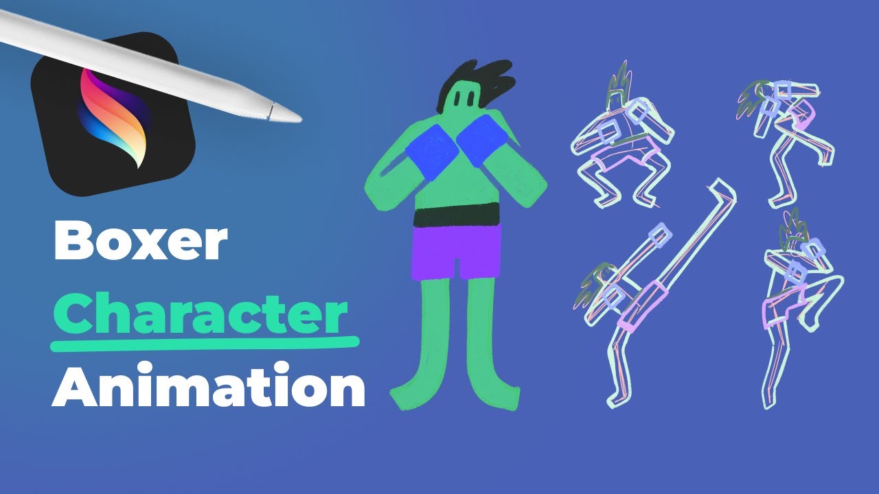 Character animation. Create a boxer who does a kick [Procreate Dreams ...