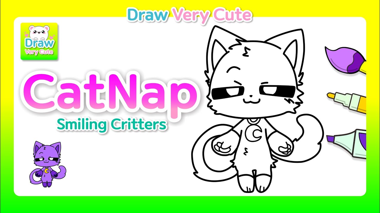 Drawing and coloring CatNap Smiling Critters how to draw cute cat anime ...